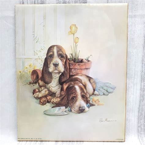Vintage Art 987 Basset Pups By Ruane Manning Poshmark