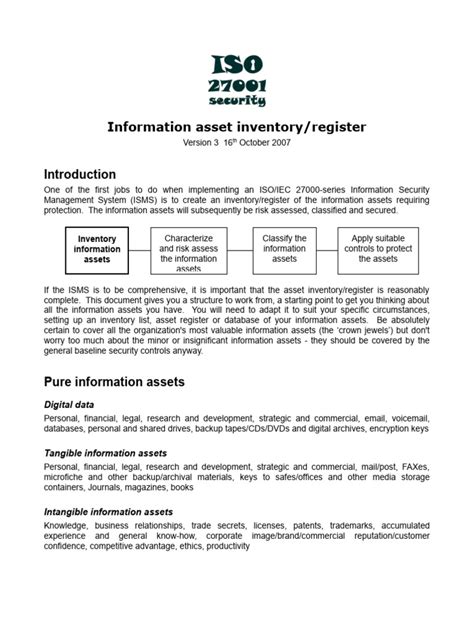Iso27k Information Asset Inventory Pdf Computer Network Computer Security