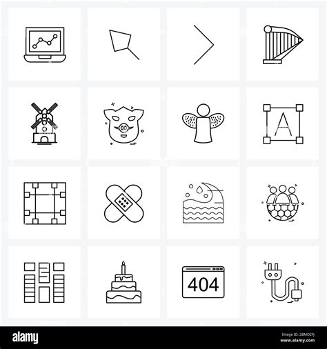 Modern Vector Line Illustration Of 16 Simple Line Icons Of Landmark