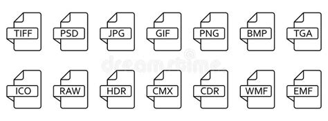 File Formats Icon Various Of Different Web Files File Type Icons Stock Vector Illustration