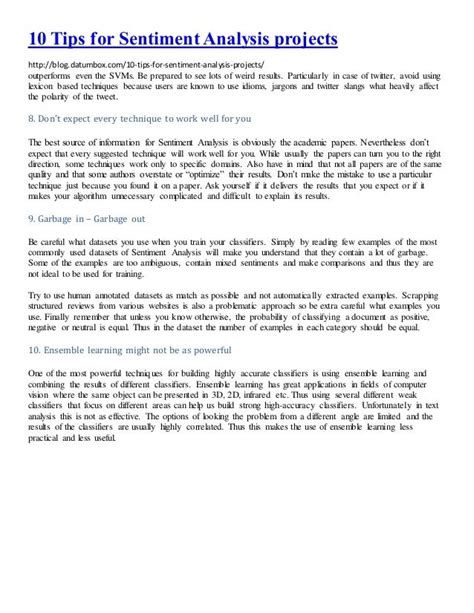 10 Tips For Sentiment Analysis Projects