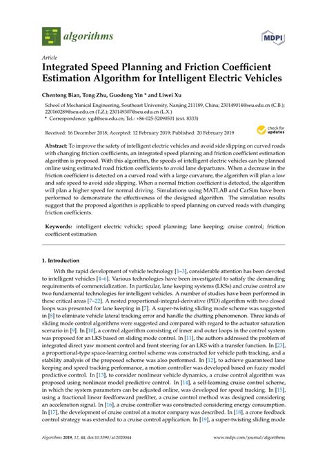 [pdf] Integrated Speed Planning And Friction Coefficient Estimation