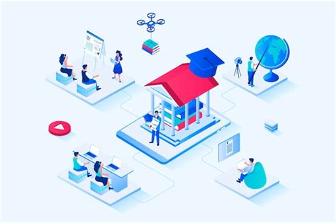 Premium Vector Online Education 3d Isometric Web Design Vector Web Illustration