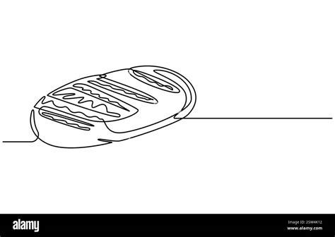 Continuous Line Art Drawing Bread In The Form Of A Baguette Long