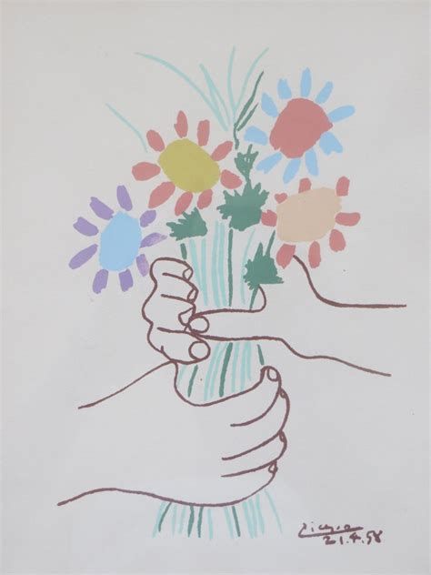 After Pablo Picasso Colourful Flowers 1958 For Sale At 1stdibs