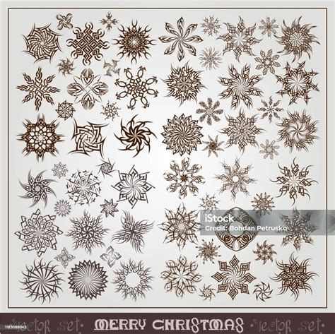 Big Set Of Vintage Snowflakes Stock Illustration Download Image Now