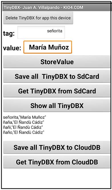 Save And Retrieve Tinydbx Tofrom Sdcard And Clouddb Share Tinydbx App Showcase Mit App