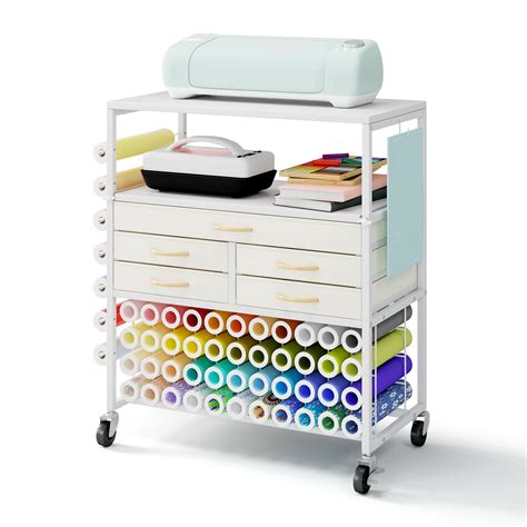 Luckup Craft Table For Cricut Machines Rolling Cart Cabinet