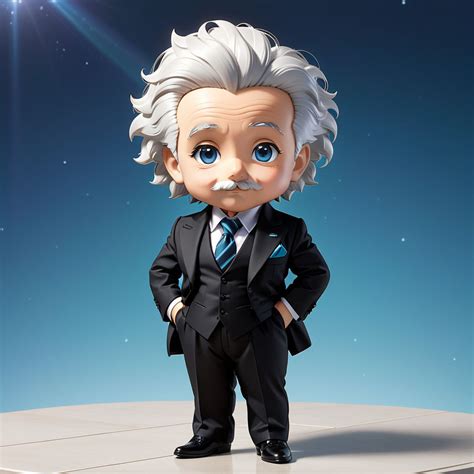 Chibi Einstein Standing Wearing Formal Suit With Tie By Ragazzi Di Sole Playground