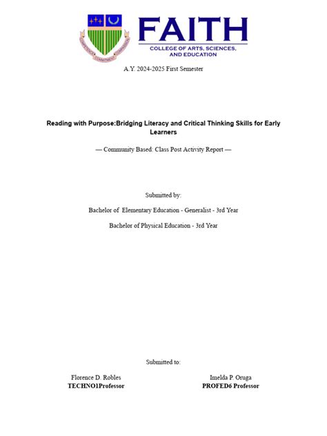 Course Requirement 22 Community Based Class Post Actvity Report