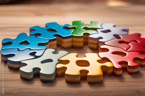 Jigsaw Puzzle Pieces In The Assembling Game For Partnership Or Teamwork