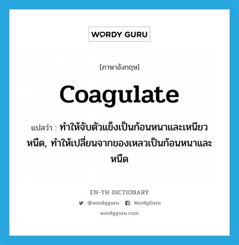 Coagulate แปลว่า คำศัพท์ในกลุ่มประเภท Vt Wordy Guru