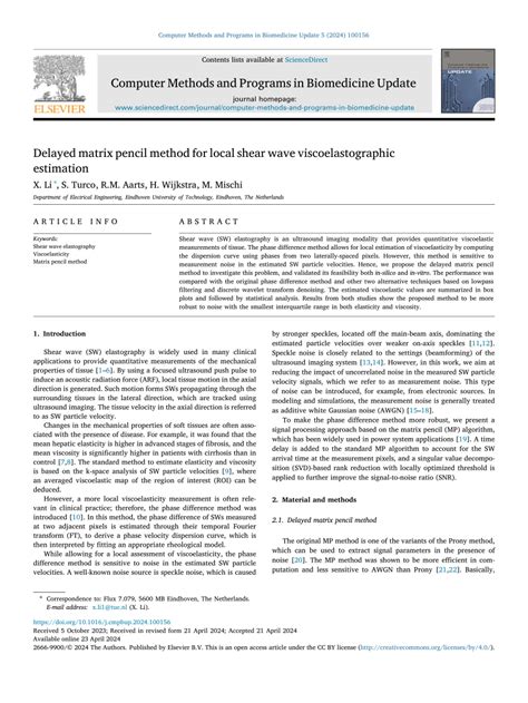 Pdf Delayed Matrix Pencil Method For Local Shear Wave