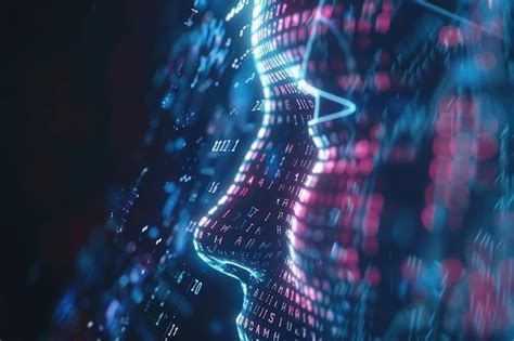 Premium Photo Abstract Neon Blue Cyber Binary Flowing Background