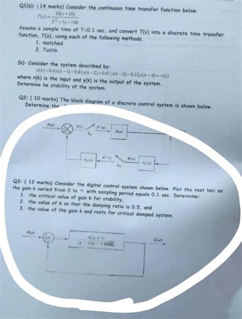Solved Q1a 14 Marks Consider The Continuous Time