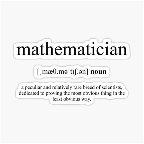 Mathematician Definition Dictionary Collection Sticker For Sale By