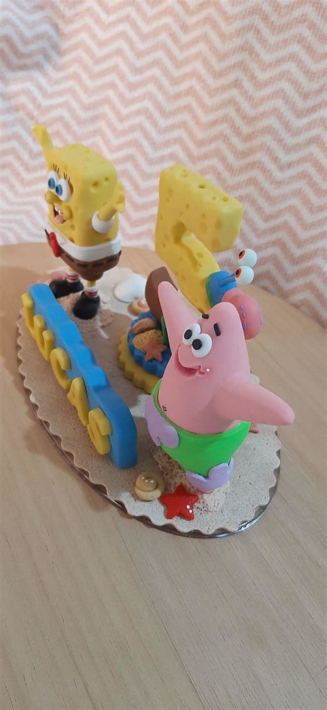 Vela Em Bíscuit Bob Esponja E Patrick Elo7 Produtos Especiais