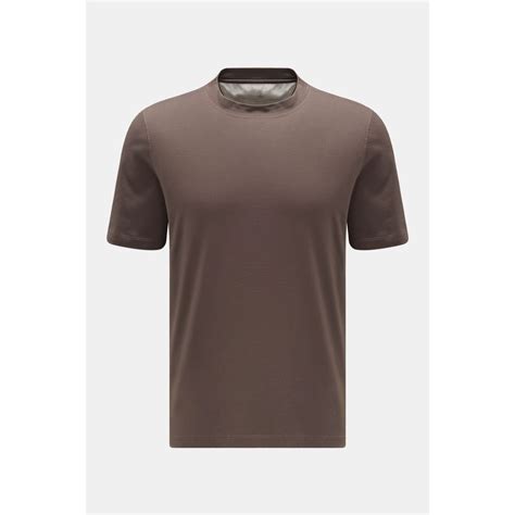 Brunello Cucinelli Crew Neck T Shirt Grey Brown Braun Hamburg