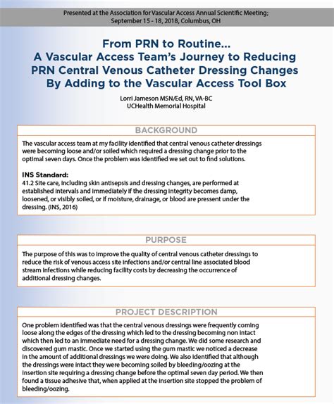 Quality Improvement Initiative Findings Vascular Access Device Dressing Adhesion And Infection