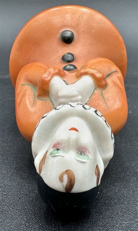 Antique Goebel Pierrot Clown Orange Perfume Bottle With Head And Cork Stopper Ebay