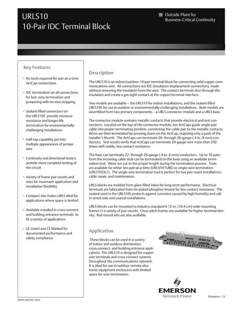 Urls10 10 Pair Idc Terminal Block