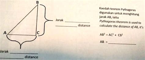 Solved Kaedah Teorem Pythagoras Digunakan Untuk Mengira Jarak Ab