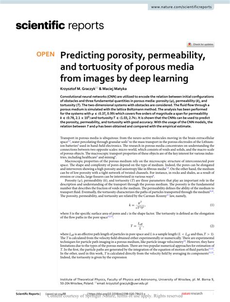 Pdf Predicting Porosity Permeability And Tortuosity Of Porous Media From Images By Deep Learning
