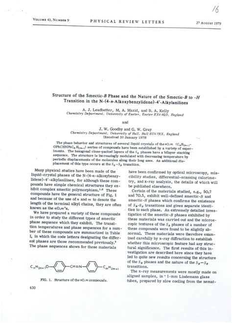 Pdf Structure Of The Smectic B Phase And The Nature Of The Smectic B