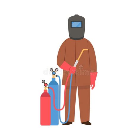 Soldador De Dibujos Animados En Un Lugar De Construcción Ilustración