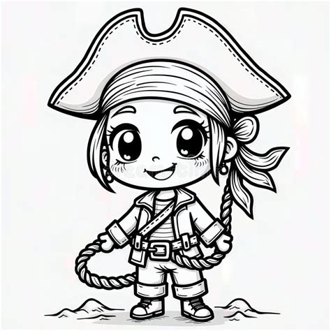 Cute Pirate Girl Coloring Page Stock Illustration Illustration Of Sheet Smiling 338903483