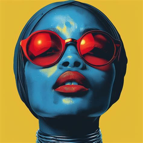 Premium Photo A Woman With Red Glasses And A Choker Around Her Neck