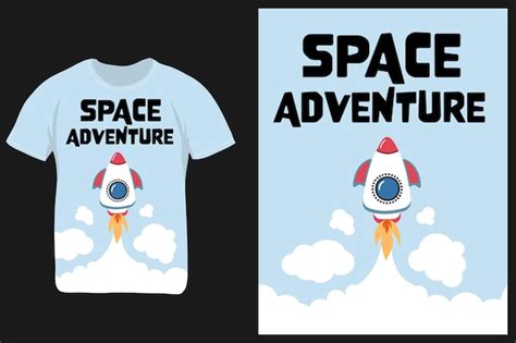Premium Vector Space Adventure Tshirt Design Typography With Rocket