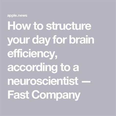 How To Structure Your Day For Brain Efficiency According To A Neuroscientist — Fast Company