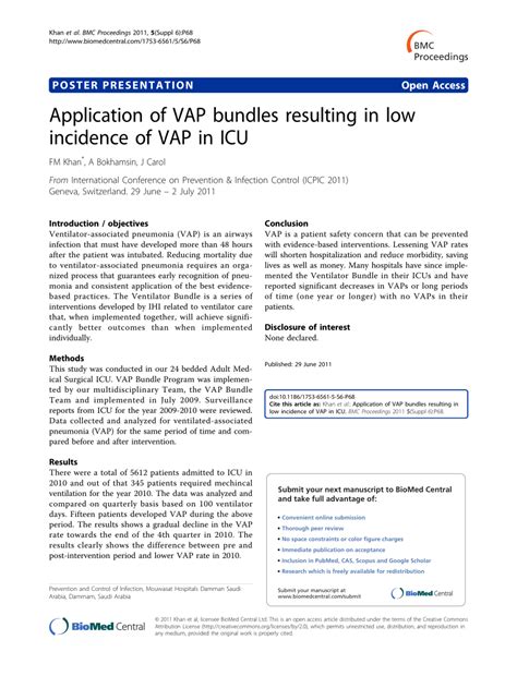 Pdf Application Of Vap Bundles Resulting In Low Incidence Of Vap In Icu