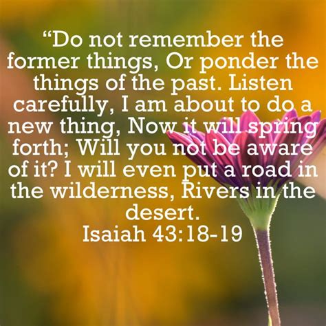 Isaiah 43 18 19 “do Not Remember The Former Things Or Ponder The