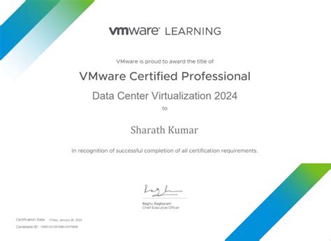 Vmware Certificationachievement Datacentervirtualization Sharath Kumar
