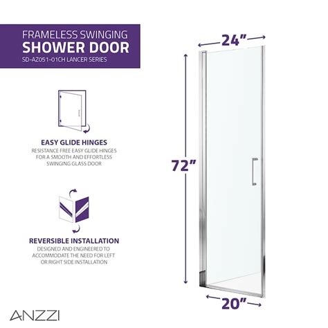Anzzi Lancer Series Polished Chrome 23 In To 23 34 In W X 72 In H Semi