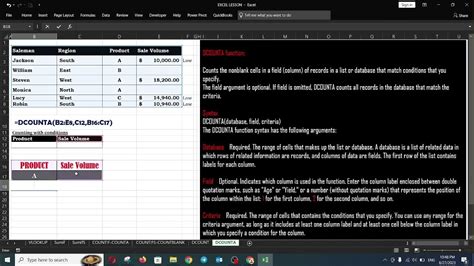 Dcounta Excel Function Youtube