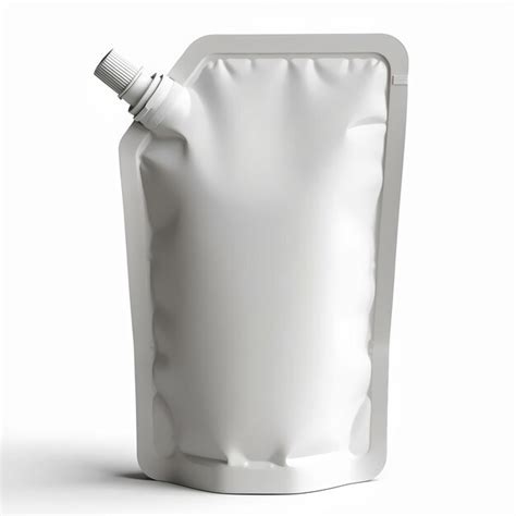 White Flexible Pouch Packaging With Spout Isolated On White Background