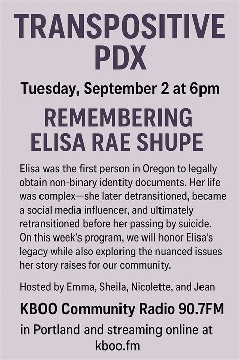 Remembering Elisa Rae Shupe Kboo