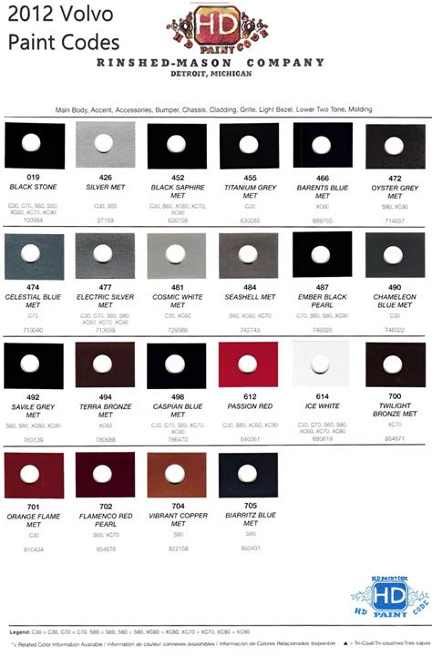 Volvo Color Chart Volvo Colors Frtp