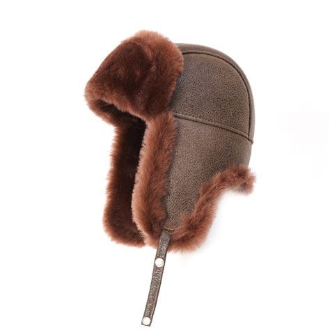 Trapper Hat Sheepskin Chapka Pilot Cap Russian Ushanka Ear Flap Winter Fur Hat Etsy