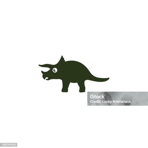 귀여운 녹색 트리케라톱스 로고 일러스트레이션 아기 공룡 만화 캐릭터 스테고사우루스에 대한 스톡 벡터 아트 및 기타 이미지