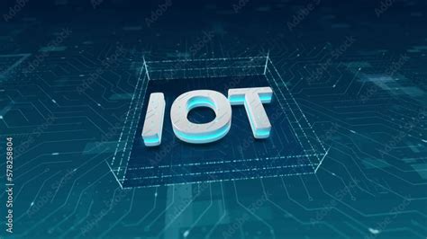 Motion Graphic Of 3d Blue Iot Letter And Particles With Circuit Board