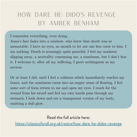 Here Is A Fiction Piece I Wrote For Classics For All Back In January