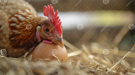 The Hen Is Hatching The Egg In The Coop Hatching The Egg Generative Ai Stock Illustration