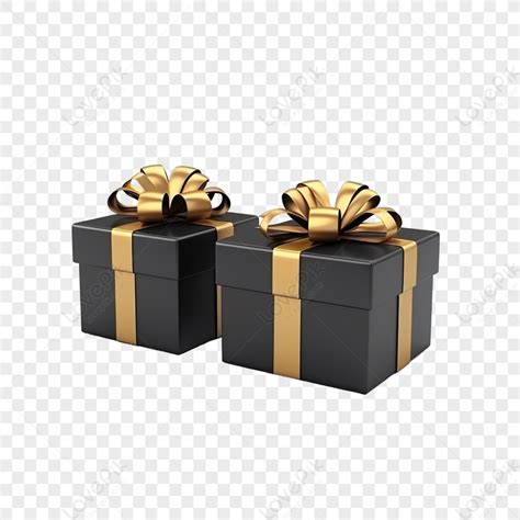 현실적인 금색과 검정색 3d 렌더링 선물 상자 절연파티리본 Png 일러스트 무료 다운로드 Lovepik
