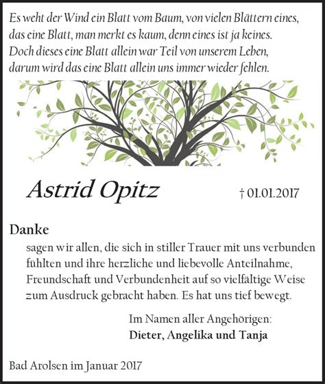 Traueranzeigen Von Astrid Opitz Trauer Wlz Online De