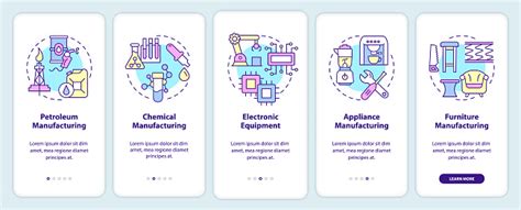 Production Sub Sectors Onboarding Mobile App Screen Stock Illustration