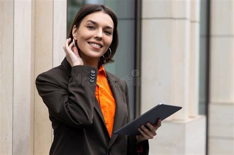 Elegant Young Manager With A Tablet In The Office Area Stock Image